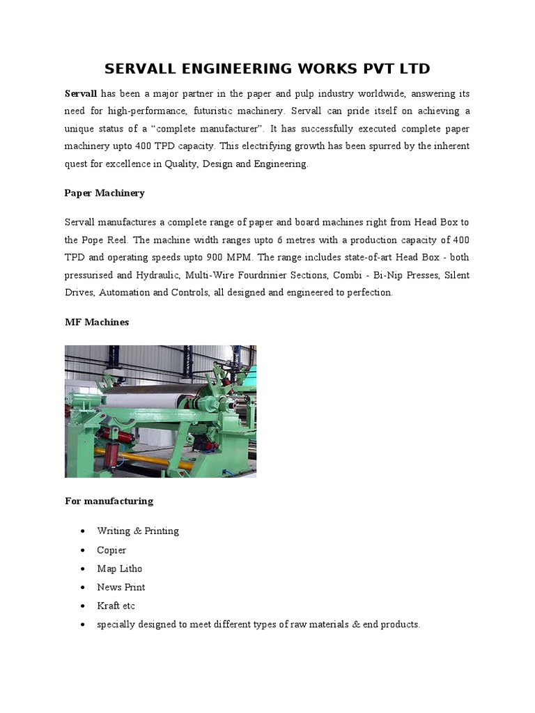 Servall Engineering Works PVT LTD | PDF | Mechanical Engineering ...