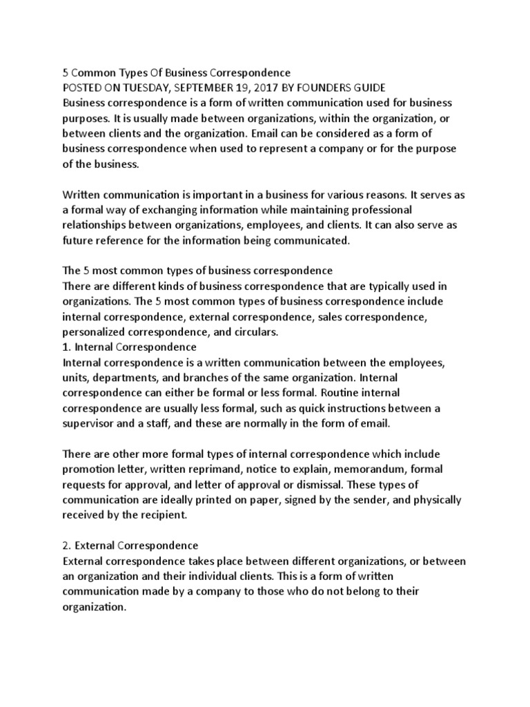 Common Types of Business Correspondence | PDF | Sales | Customer