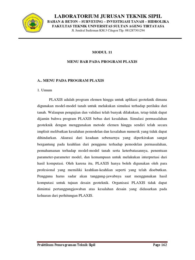 Menu Program PLAXIS untuk Geoteknik | PDF