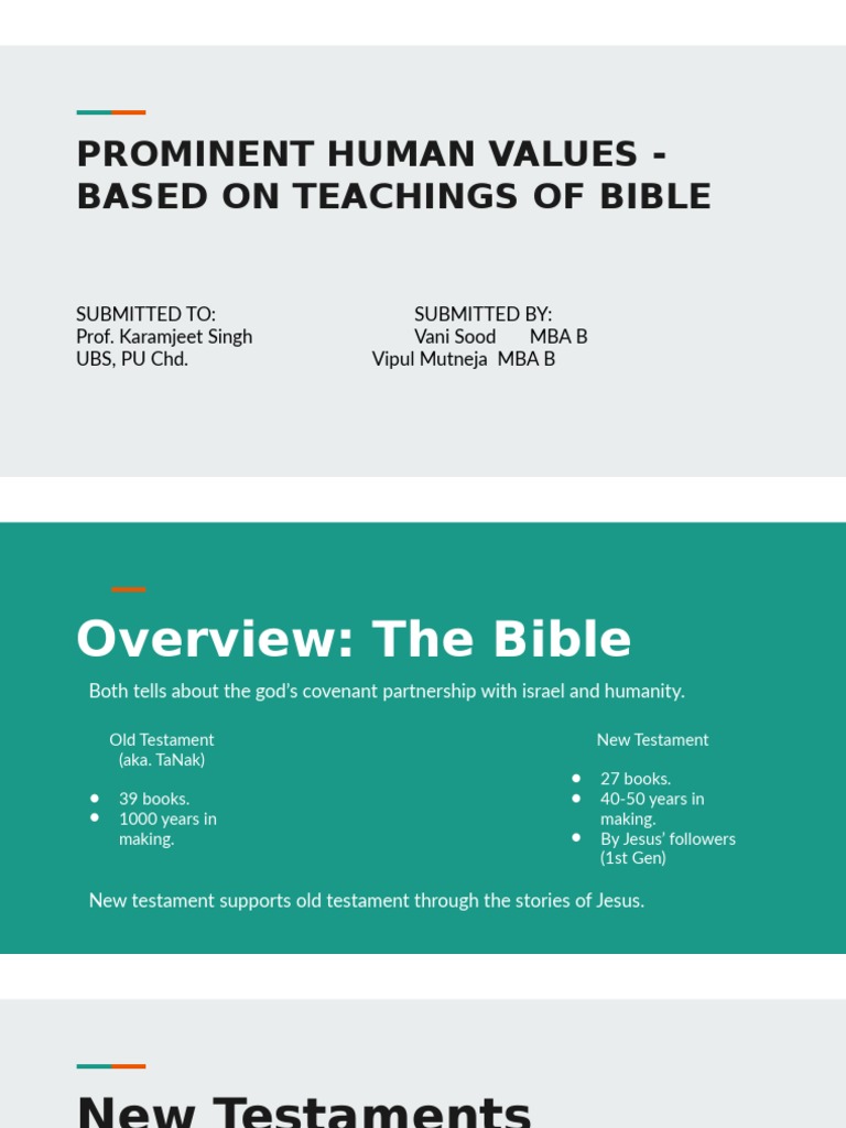Human Values Based On Bible | PDF | The Gospel | Seven Deadly Sins