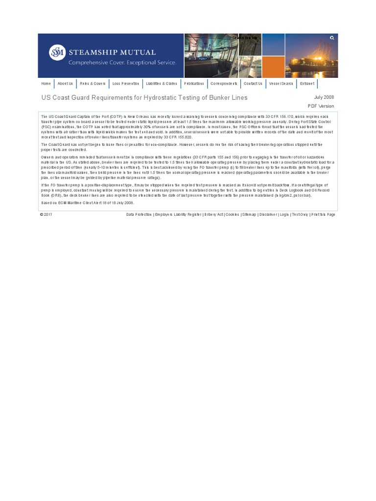 Bunker Line PR Test | PDF | Fuel Oil | Pressure