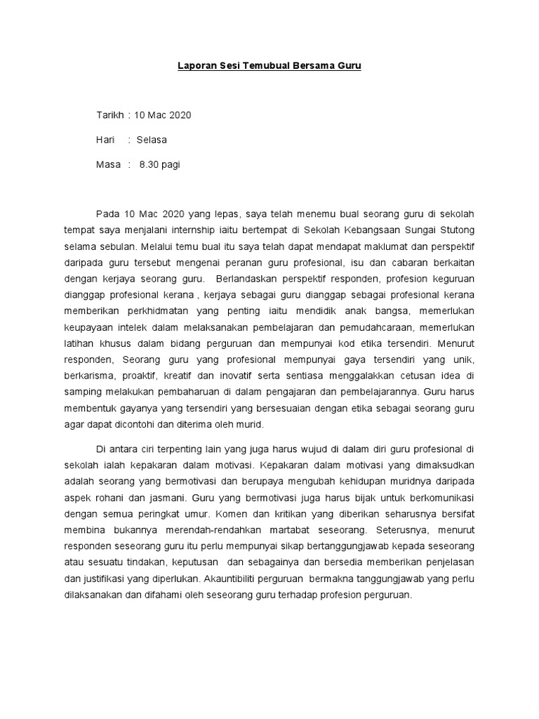 Laporan Temu Bual | PDF