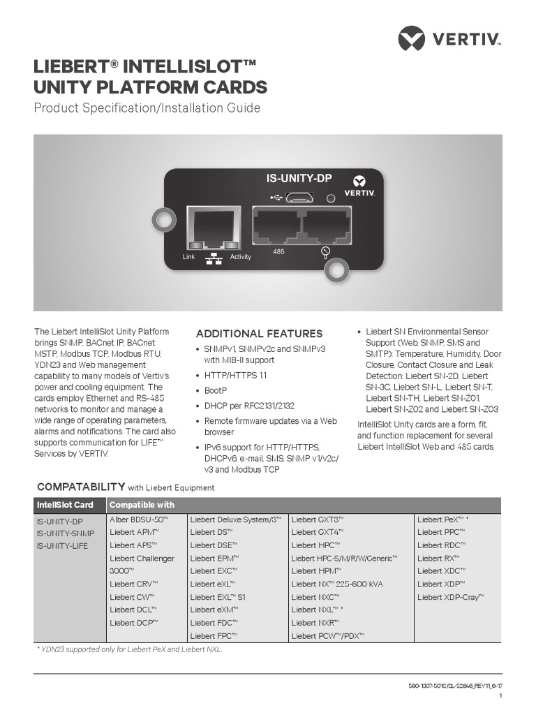 Vertiv Liebert-Intellislot-Unity-Platform-Cards-Installation-Sheet PDF ...