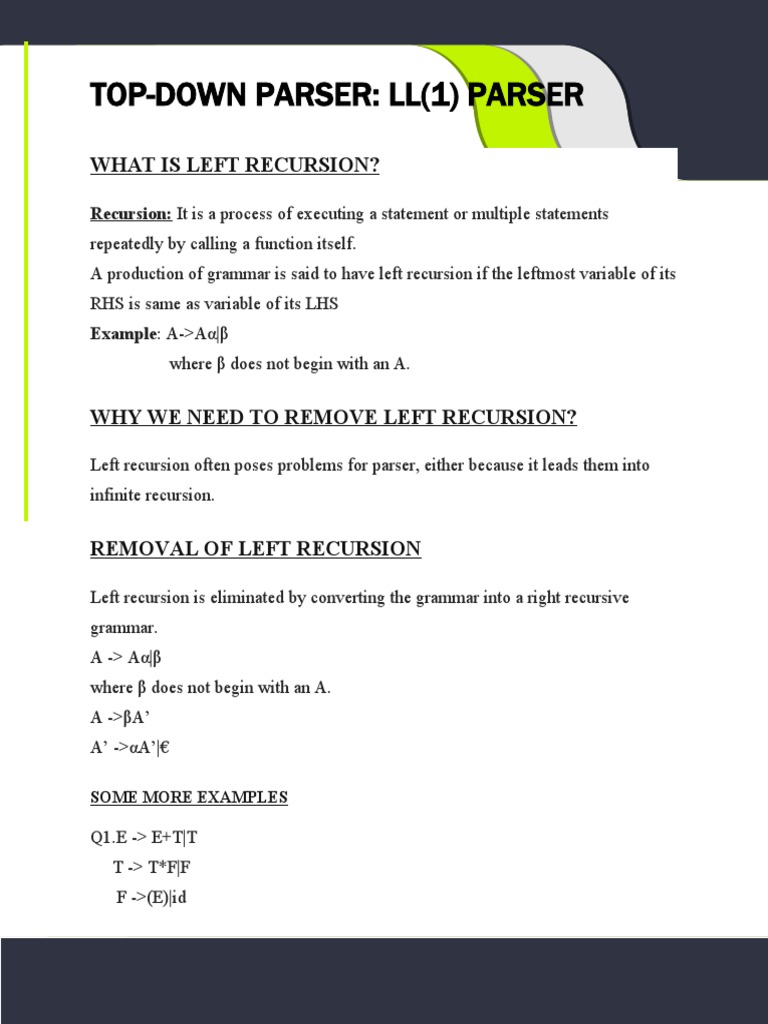 LL (1) Parser | PDF