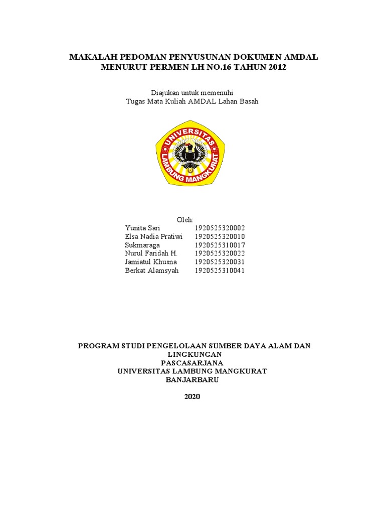 Tugas Kelompok V AMDAL | PDF | Sains & Matematika