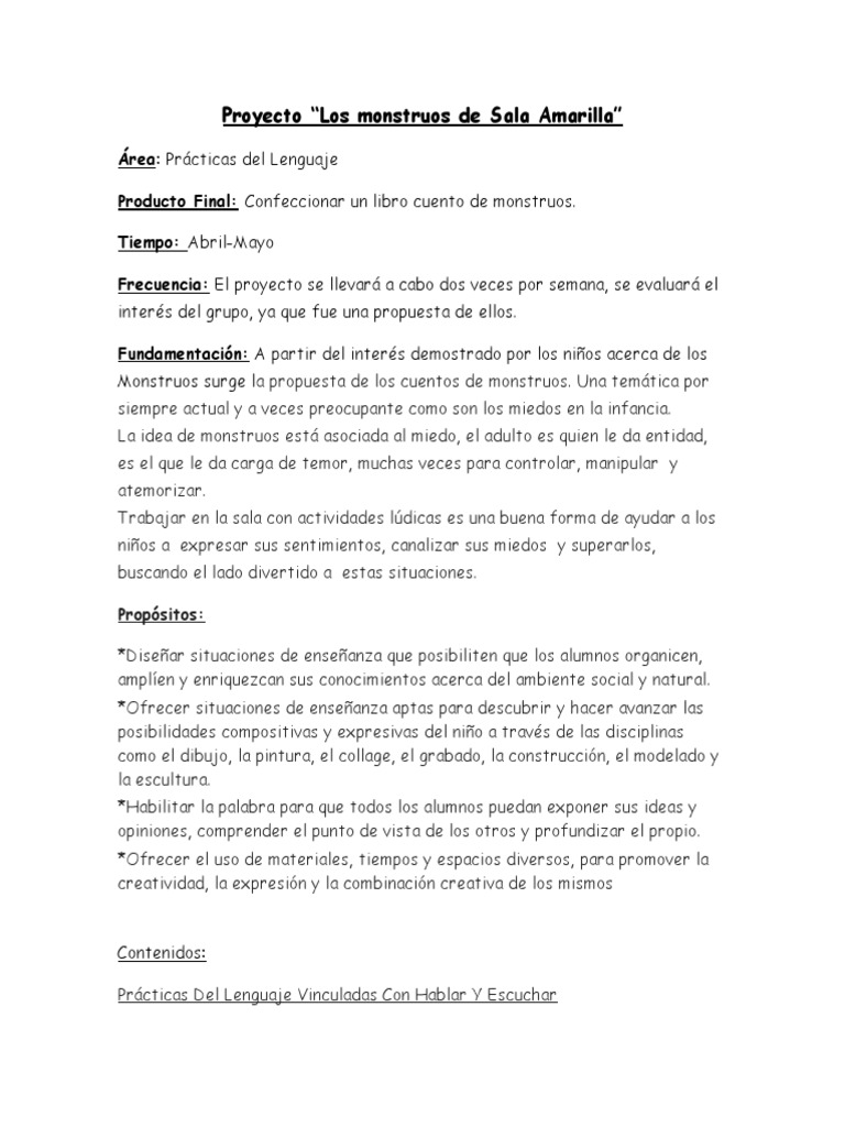 Proyecto Monstruos | PDF