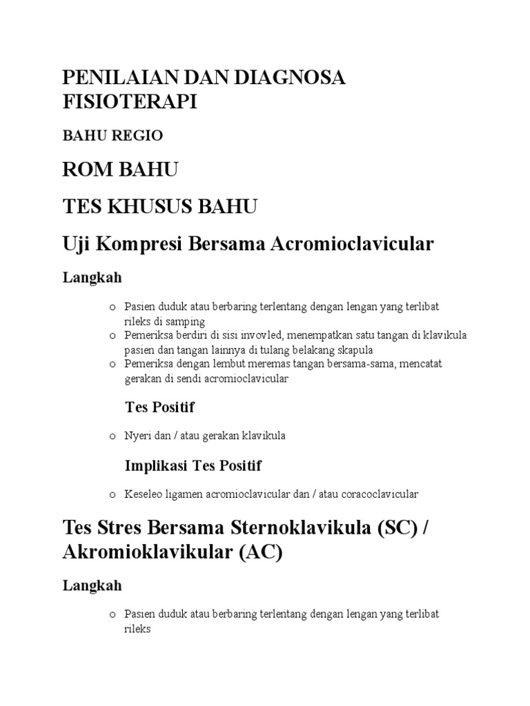 Penilaian Dan Diagnosa Fisioterapi Assessment | PDF