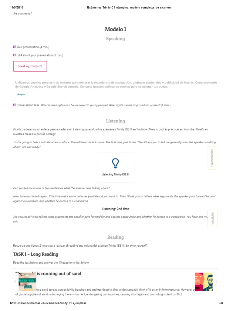 Exámenes Trinity C1 Ejemplos - Modelo Completos de Examen PDF | PDF ...