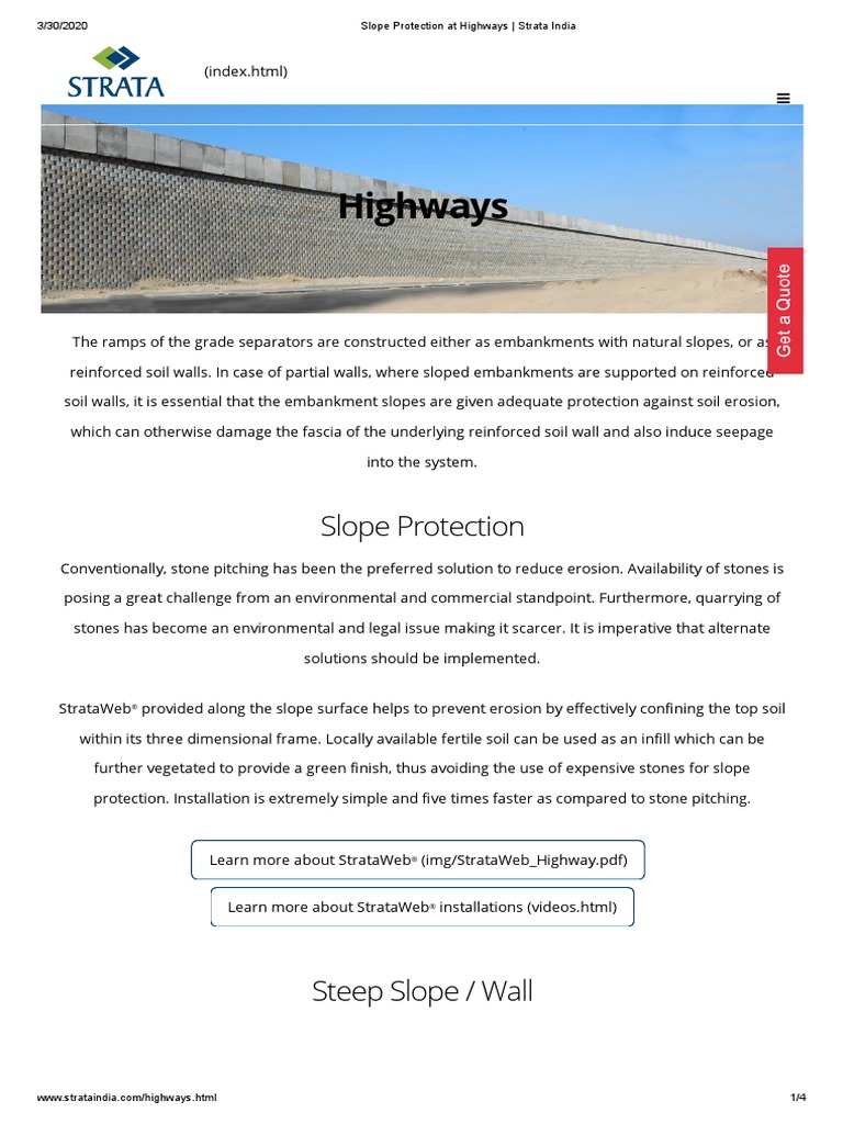 Slope Protection at Highways - Strata India | PDF | Road Surface ...