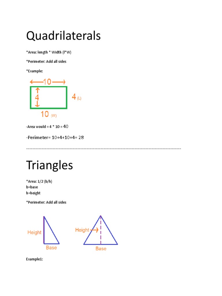 Area and Perimeter Notes | PDF