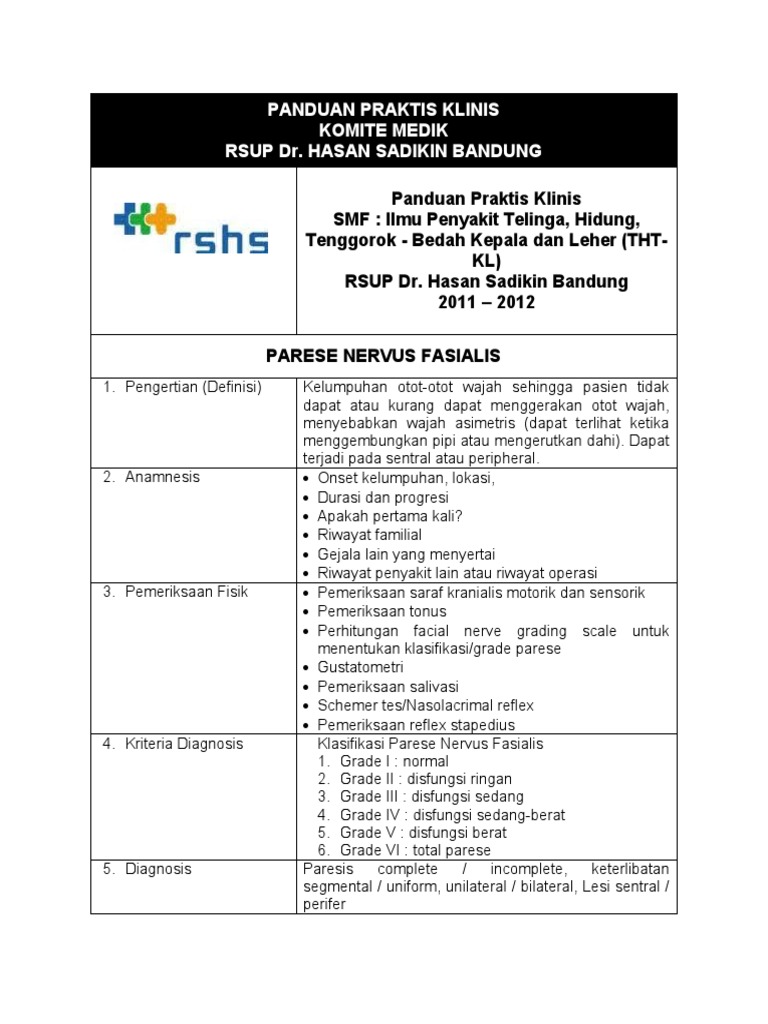 Panduan Diagnosa Parese Nervus Fasialis | PDF