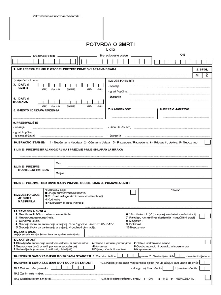 Potvrda o Smrti | PDF