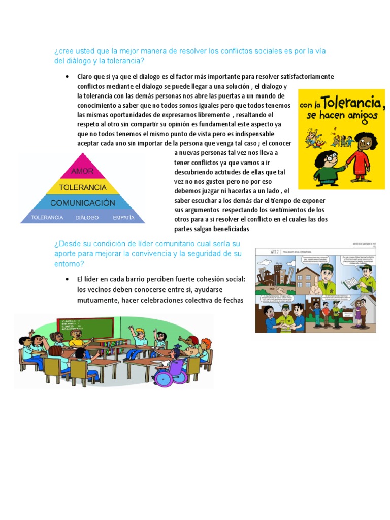 cree usted que la mejor manera de resolver los conflictos sociales es ...