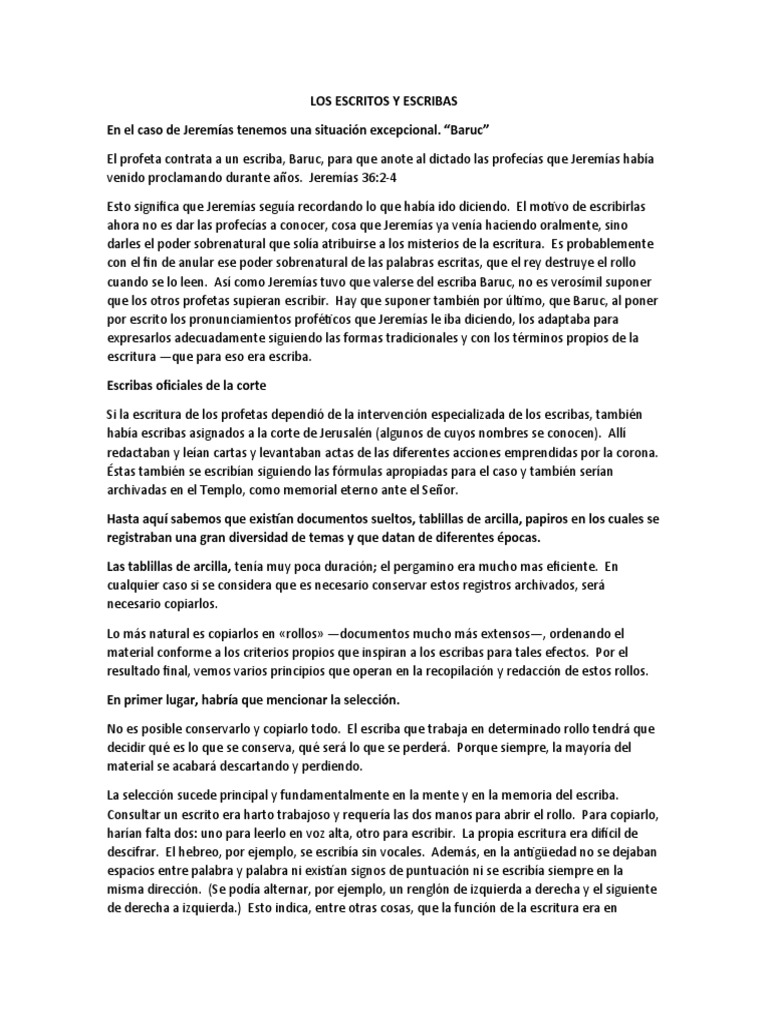 El Papel de los Escribas en la Antigüedad | PDF | Jeremías | Escritura