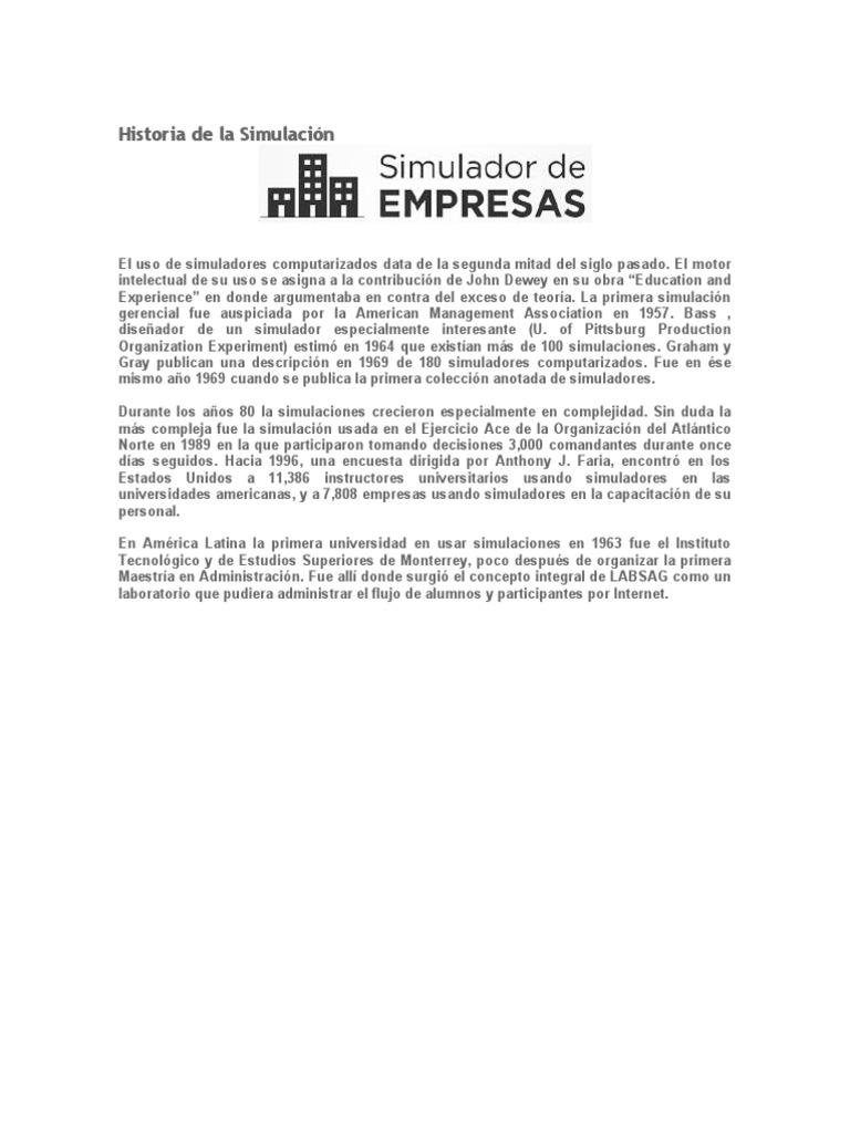 Historia de La Simulación | PDF