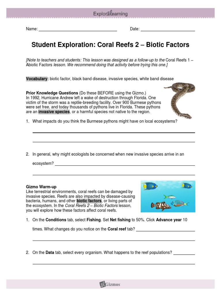 Coral Reefs 2: Biotic Factors Exploration | PDF | Coral Reef | Invasive ...