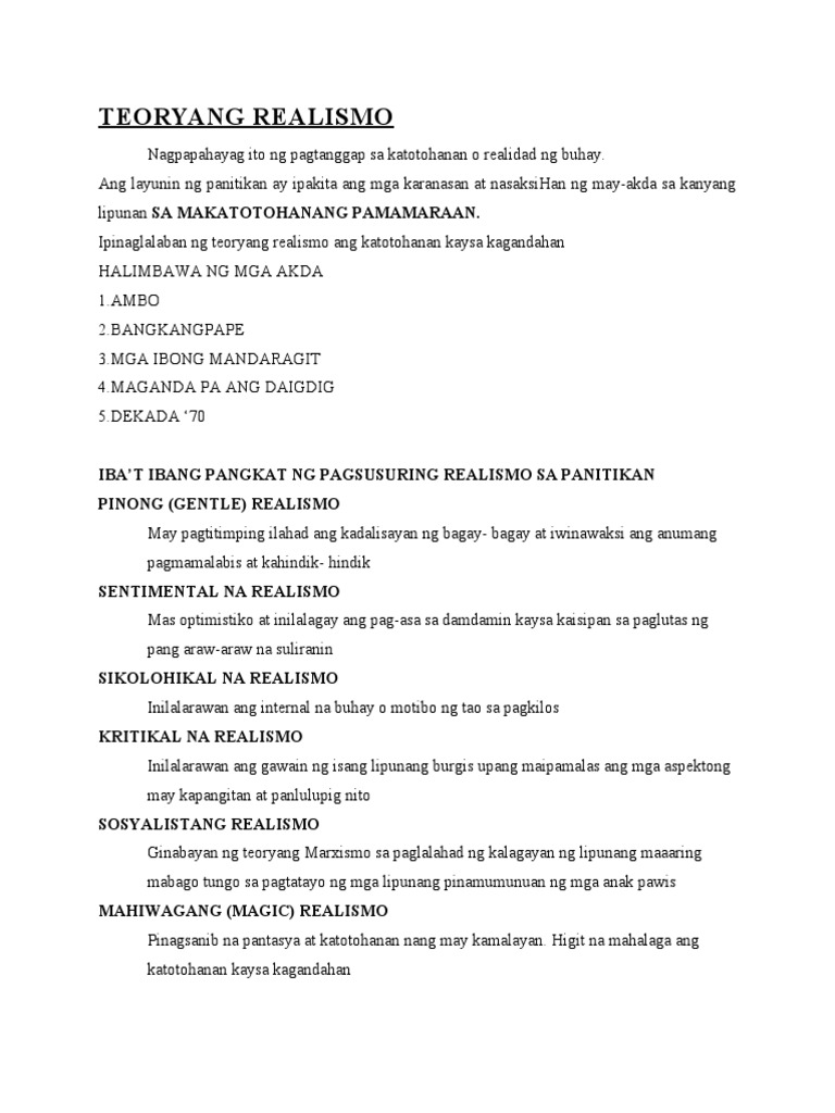 Teoryang Realismo | PDF