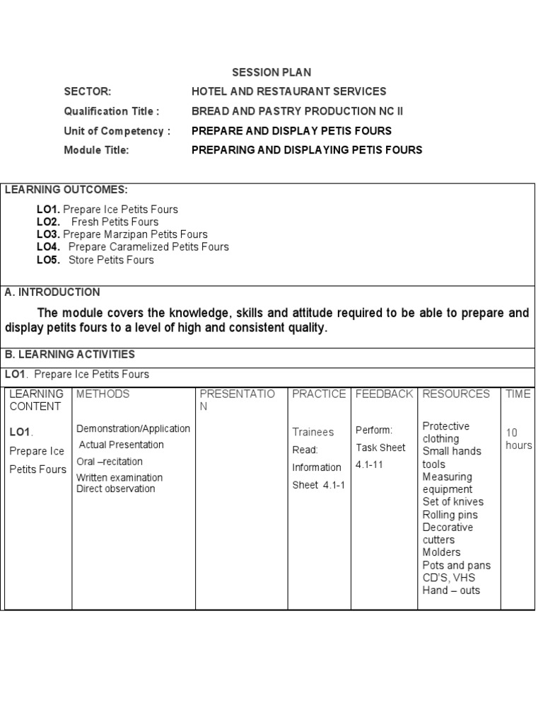 Session Plan BPP | PDF | Learning | Foods
