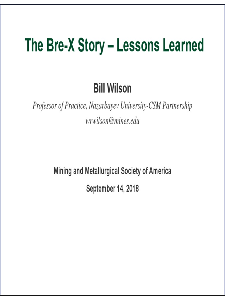 The Bre-X Story - Lessons Learned | PDF | Economic Geology | Mining