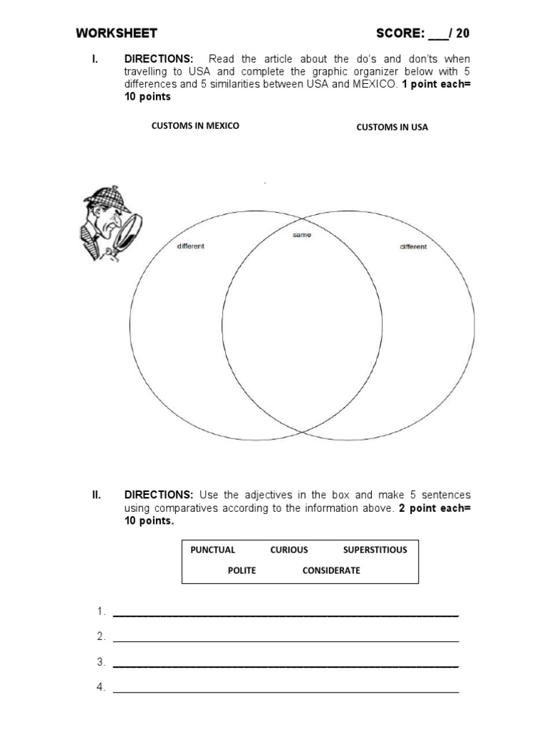 WORKSHEET Comparing Cultures | PDF