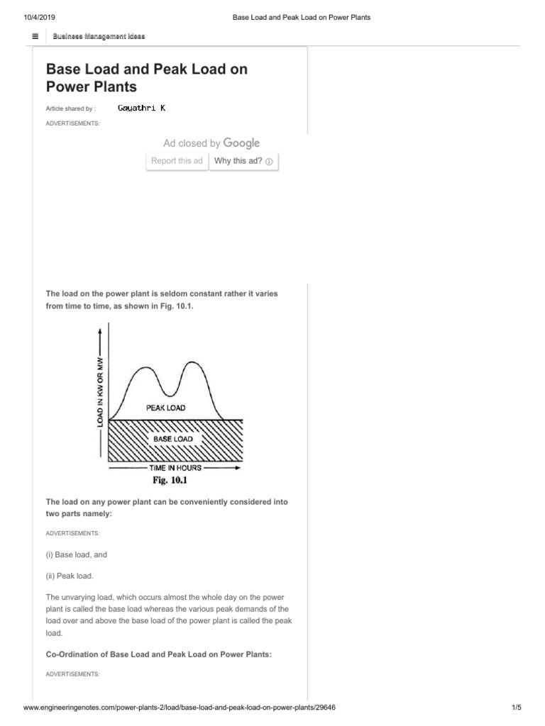 Base Load and Peak Load On Power Plants | PDF | Power Station ...