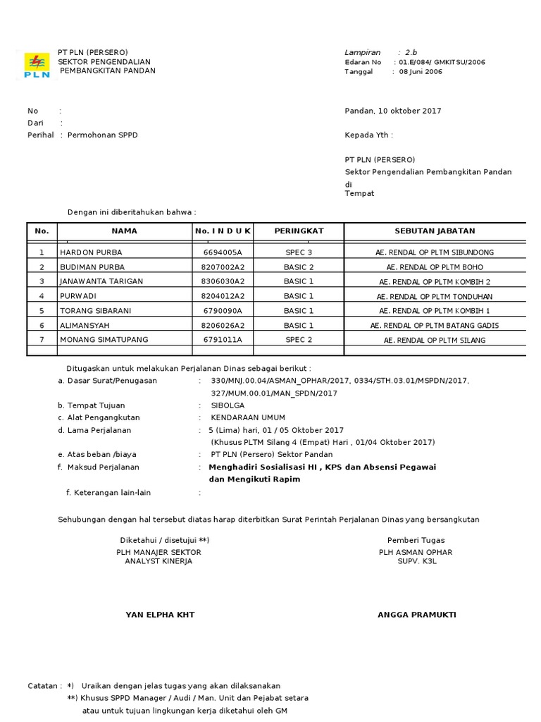 Form Permohonan SPPD | PDF