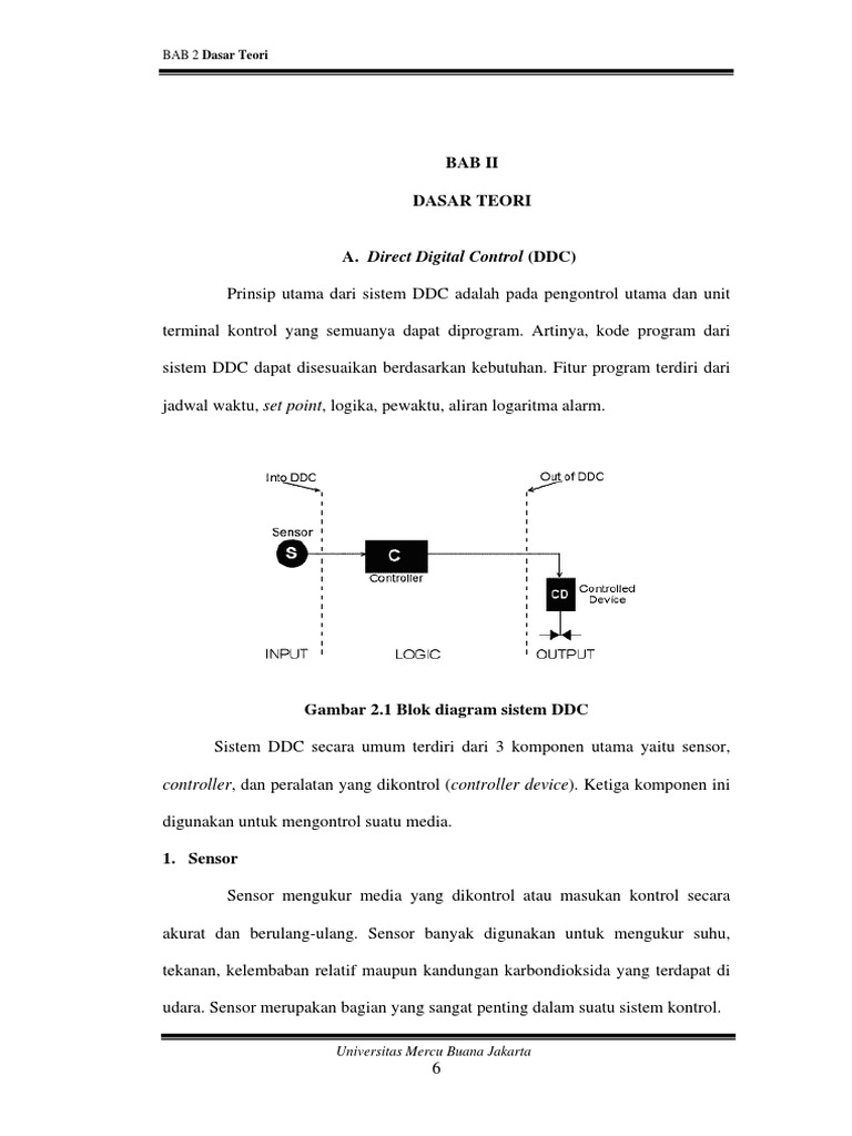 BAB II DASAR TEORI. A. Direct Digital Control (DDC) Terminal Kontrol ...