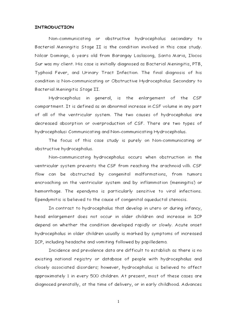 Case Study On Obstructive Hydrocephalus | PDF | Cerebrospinal Fluid ...