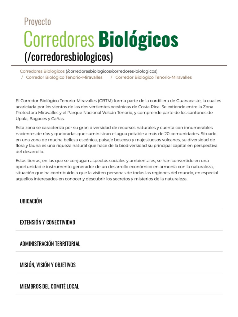 Corredor Biológico Tenorio-Miravalles - Programa Nacional de Corredores ...