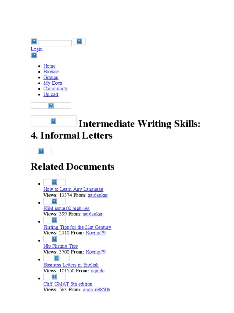 Intermediate Writing Skills 4 Informal Letters | PDF | Yahoo! | Online ...