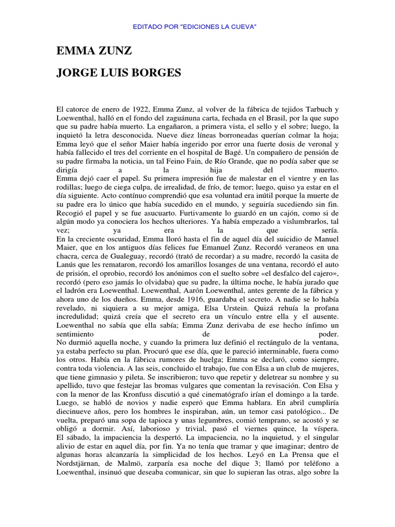 BORGES - Emma Zunz PDF | PDF
