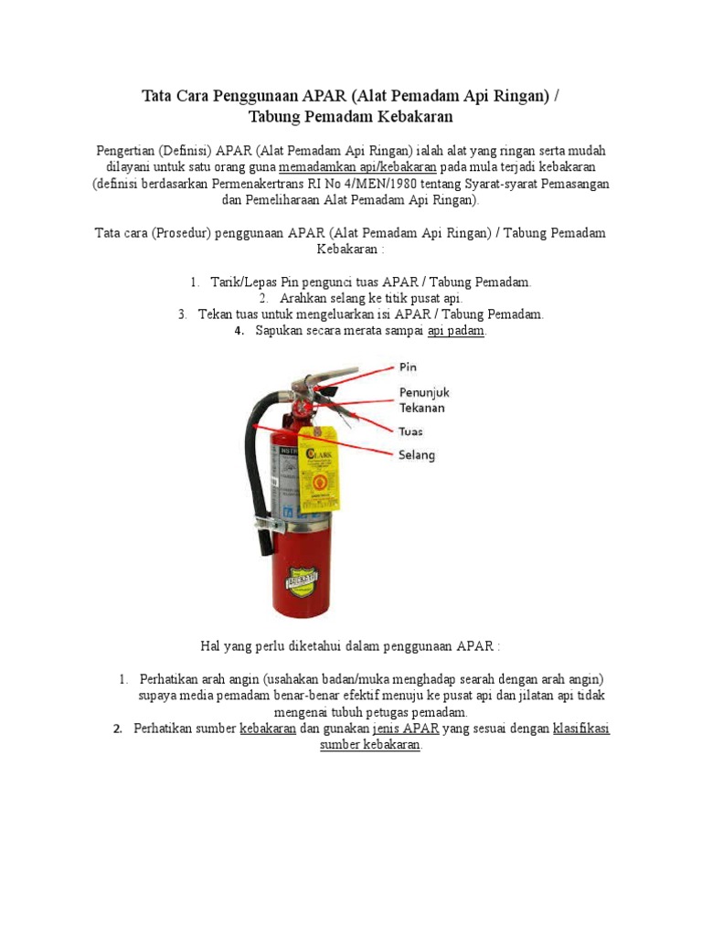 APAR Sederhana (Cara Penggunaan) | PDF
