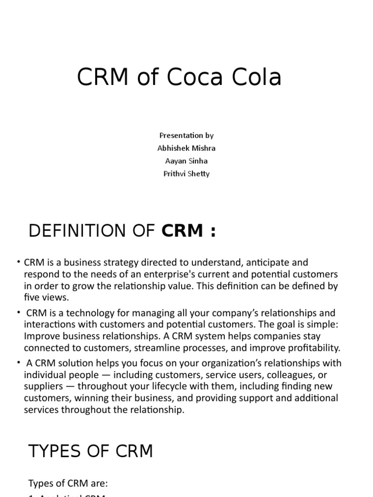 CRM (Coca Cola) | PDF | Customer Relationship Management | Coca Cola