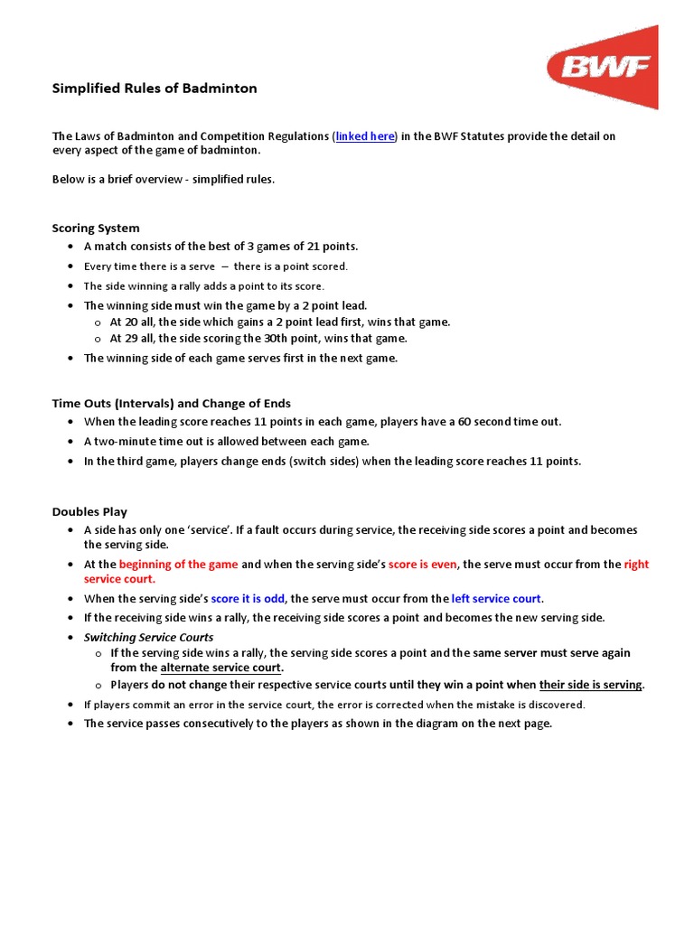 Unified Badminton Rules | PDF | Virtue | Public Law