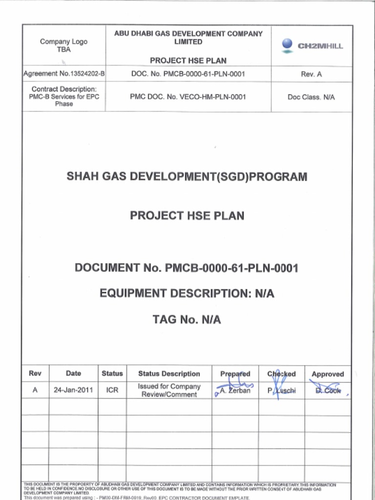 PMCB-0000-61-PLN-0001Project HSE Plan Rev.A | PDF | Performance ...