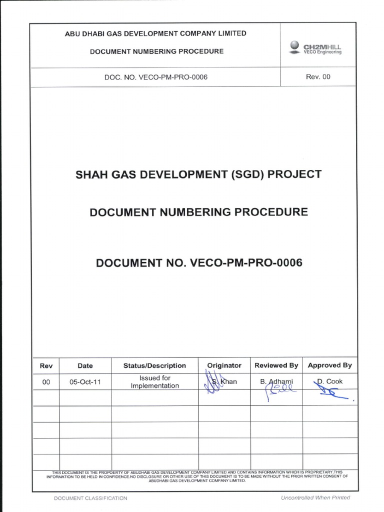 VECO-PM-PRO-0006 Document Numbering Procedure, Rev. 0 | PDF ...