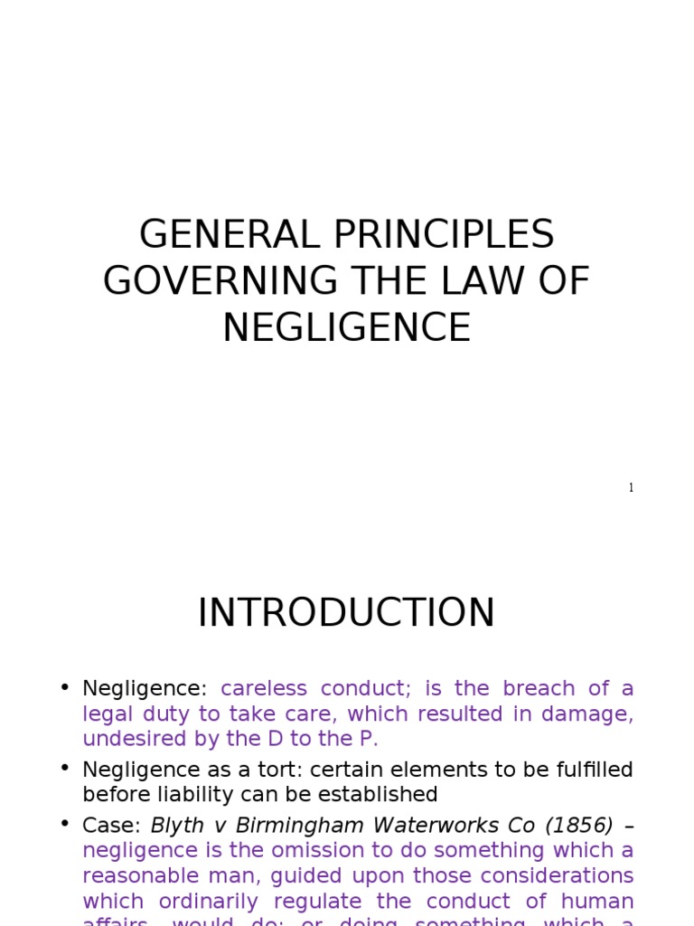 General Principles Governing Law of Negligence Part 1 | PDF | Duty Of ...