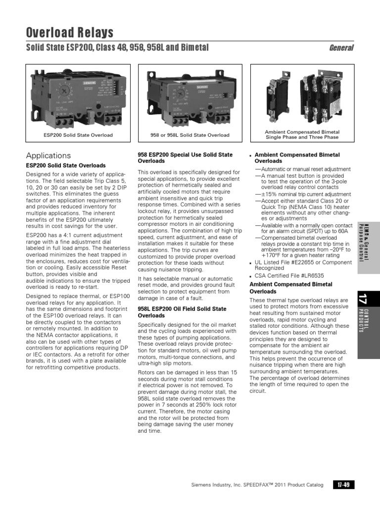 ESP200 Tech Data Page 17-49-51 | PDF | Relay | Electric Motor