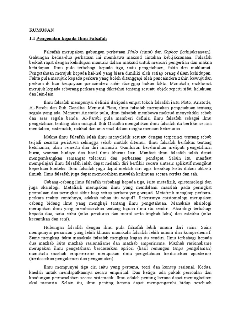 Rumusan Topik 1 Falsafah Dan Isu Semasa | PDF