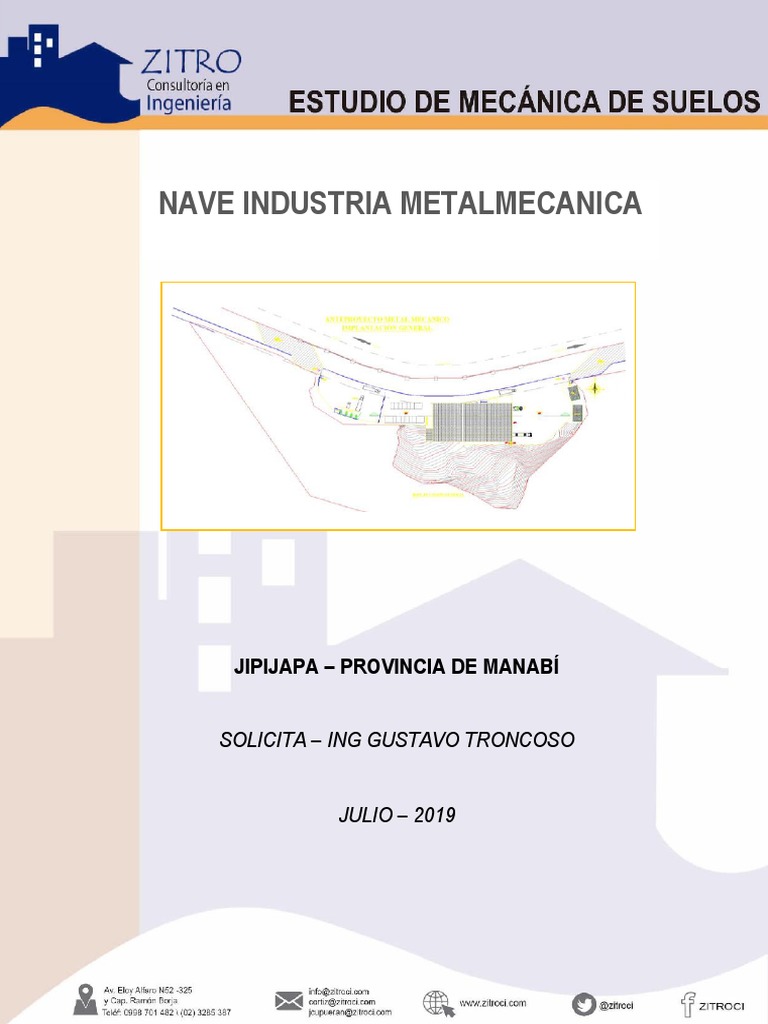INFORME DEL ESTUDIO DE MECANICA DE SUELOS NAVE INDUSTRIA METALMECANICA JIPIJAPA - Opt PDF | PDF ...