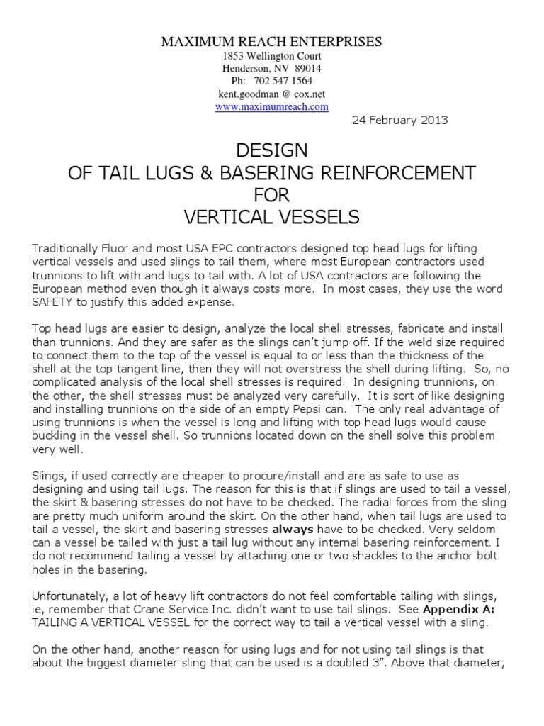 Design of Tail Lug & Basering Reinforcement-FLUOR | PDF | Beam ...
