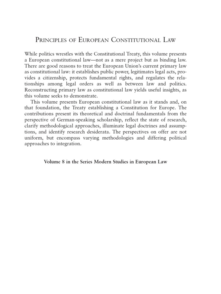 Principles of European Constitutional Law | PDF | European Union ...