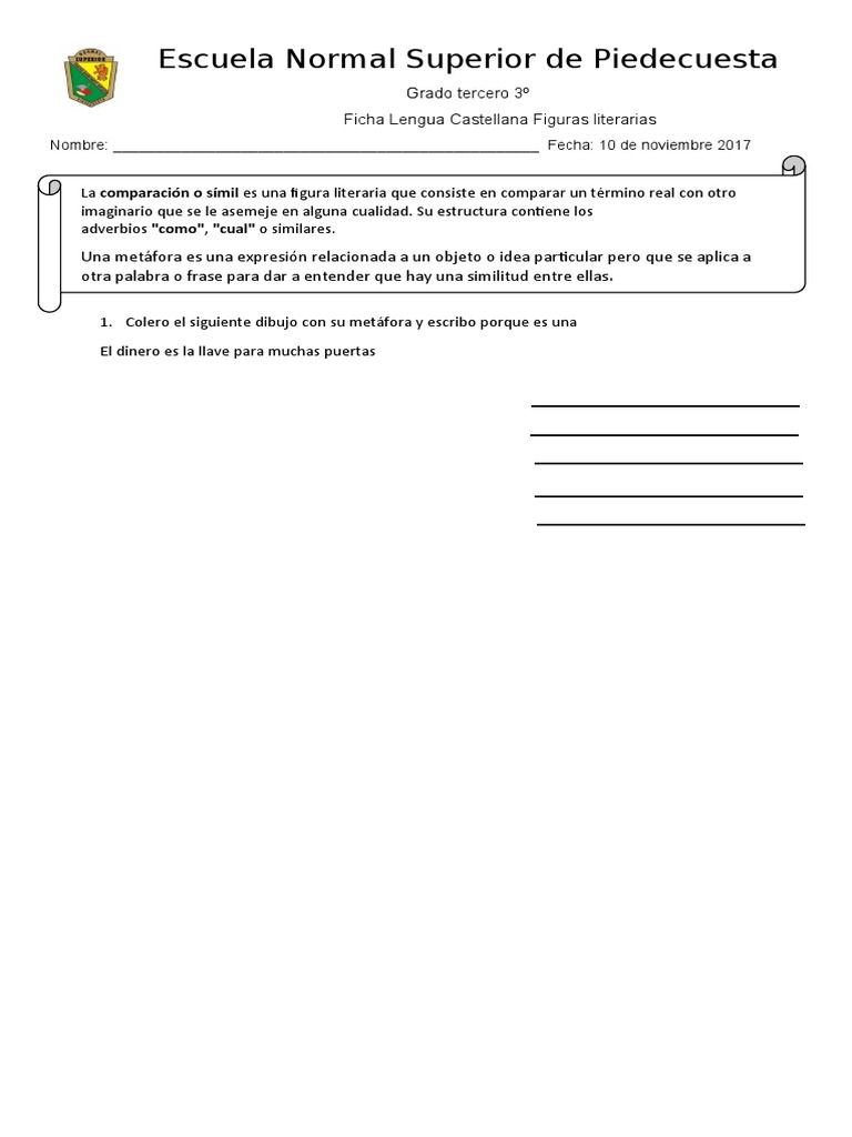 Ejercicios de Símil y Metáfora para Niños | PDF