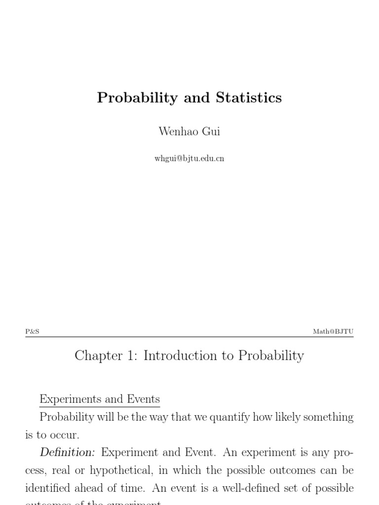 Probability and Statistics | PDF | Random Variable | Set (Mathematics)