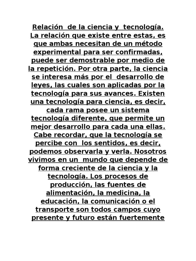 Relación de La Ciencia y Tecnología | PDF | Busqueda empirica | Transporte
