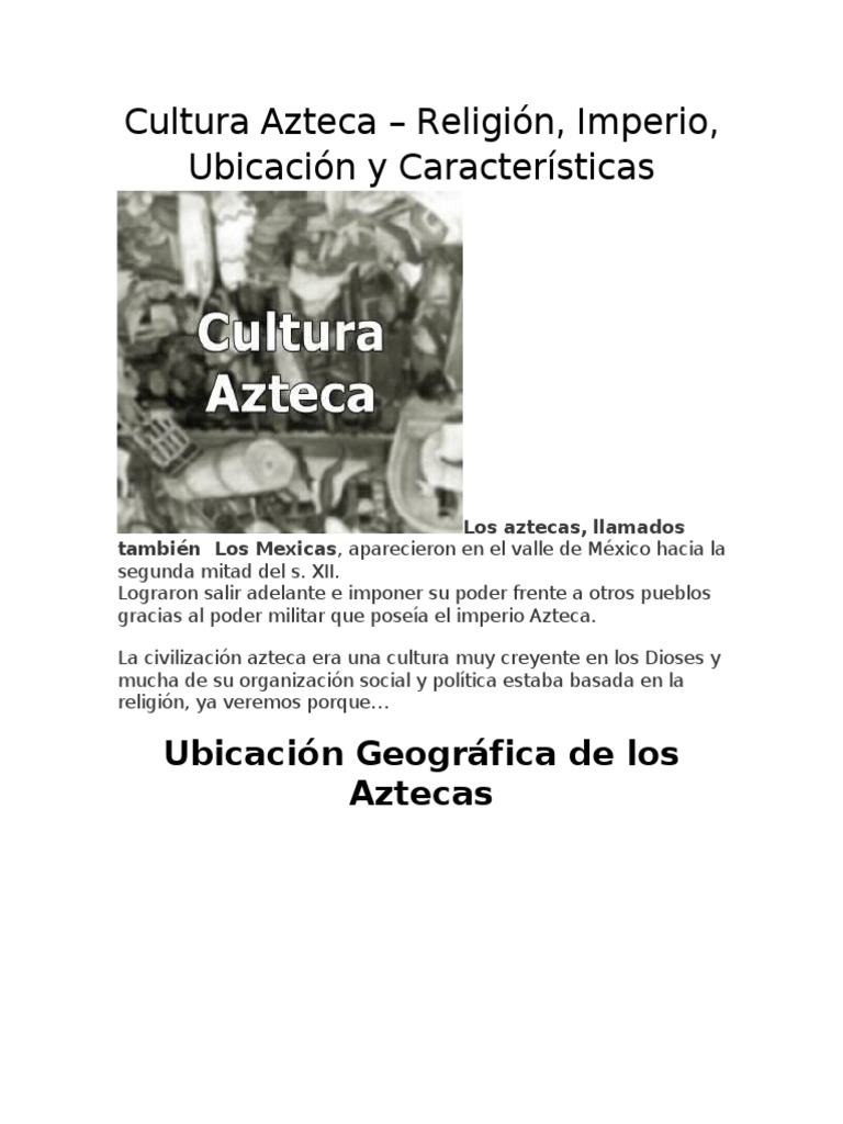 Cultura Azteca | PDF | Mesoamérica | Escultura