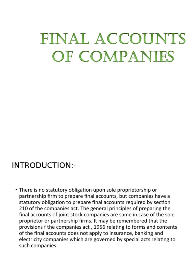Final Accounts of Companies | PDF | Expense | Dividend
