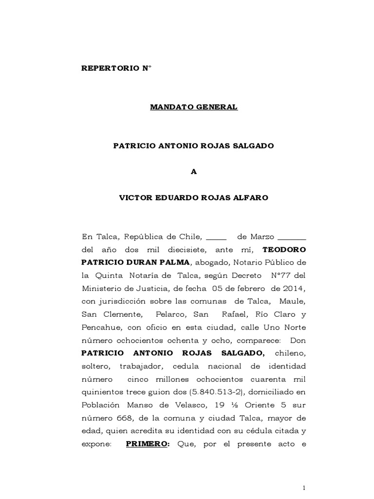 Mandato General Chile | PDF | Cheque | Bancos