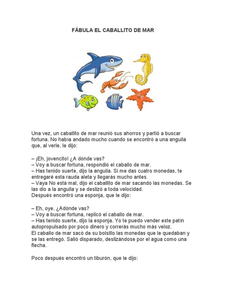 Anexo # 14 Fábula El Caballito de Mar | PDF