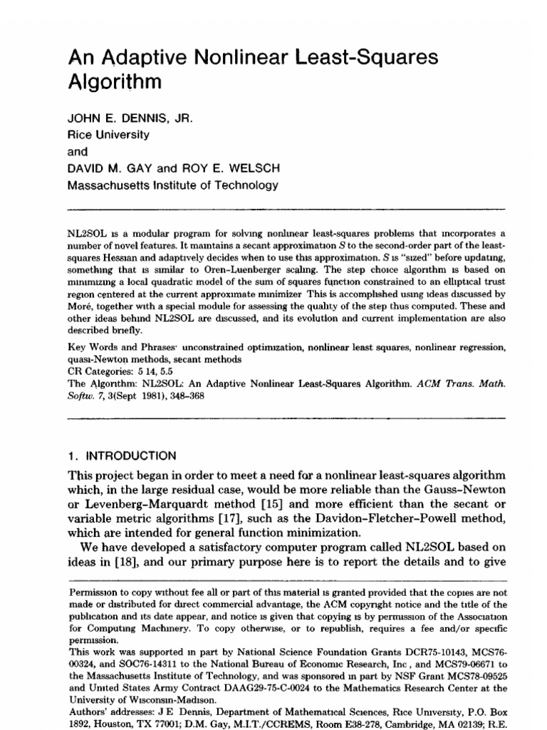 An Adaptive Nonlinear Least-Squares Algorithm | PDF | Least Squares | Mathematical Optimization